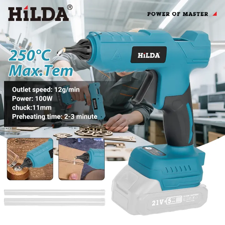 HILDA Hot Melt Glue Gun Lightweight and Rugged Cordless Glue 2 Rods ...