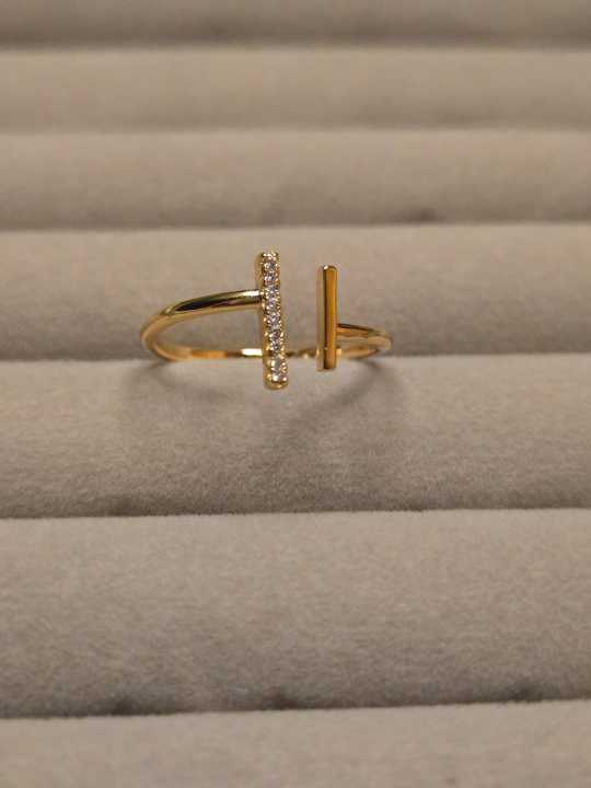 14K Solid Gold Double Bar Diamond Ring | Real Gold | Dainty & Elegant ...