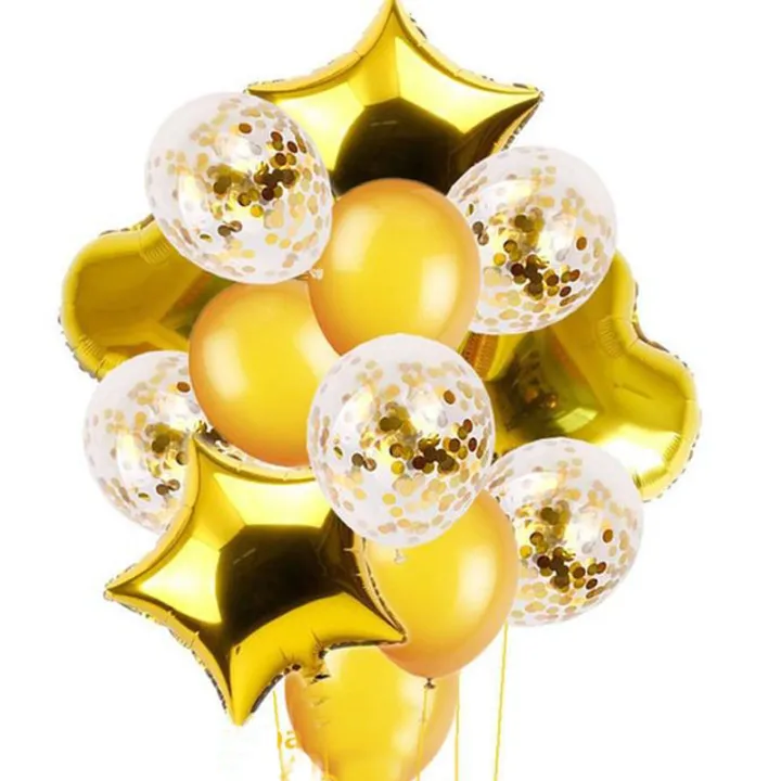 14 Pcs Balloons Combo Set – 2 Star Foil, 2 Love Foil, 5 Latex, 5 ...