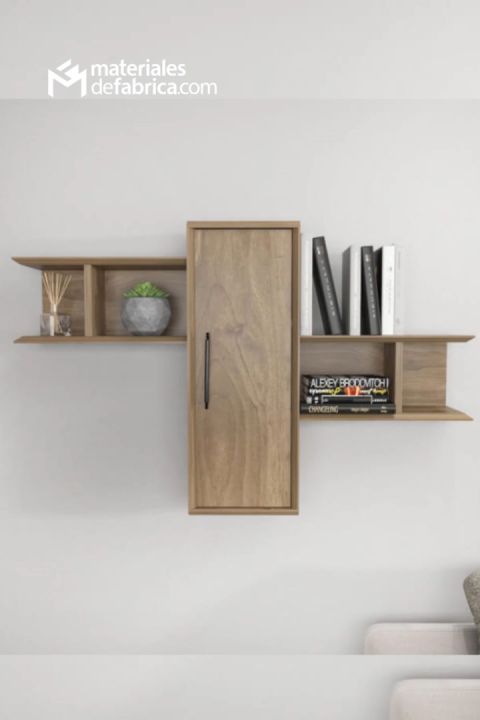 Modern Wooden Wall Shelf with Cabinet Door | Wall Mounted Storage Shelf ...