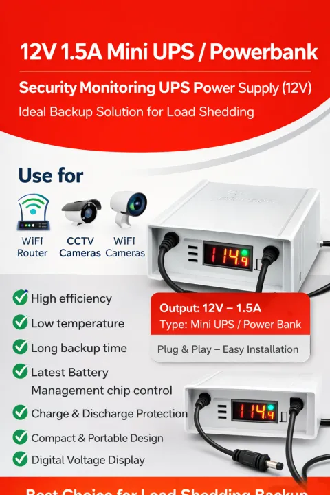 12V 1.5A Digital Powerbank / Mini UPS For Wifi Router, Cctv Cameras ...