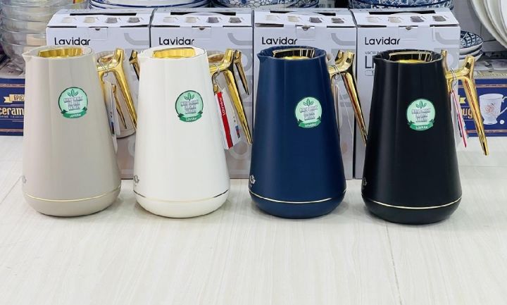 Lavidar Thermos Flask 1 Litre Fancy Design (LP9) inside Glass Gold ...