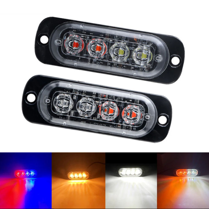 4LED Car Strobe Warning Light Grill Flashing Breakdown Emergency Light ...