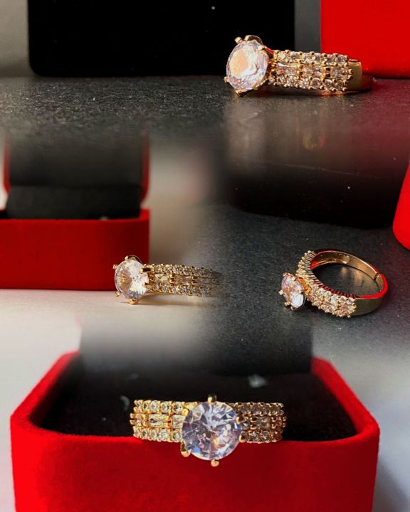 Italian Ring With Zirconia | With Free Ring Box | Engagement and Gift ...