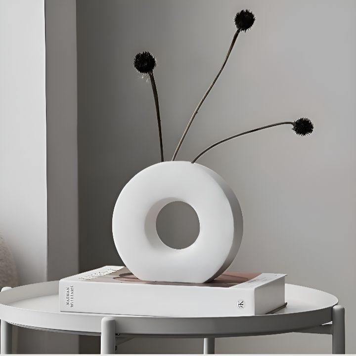 Black Ceramic Doughnut Donut Vase – Modern Round and Oval Bud Flower ...
