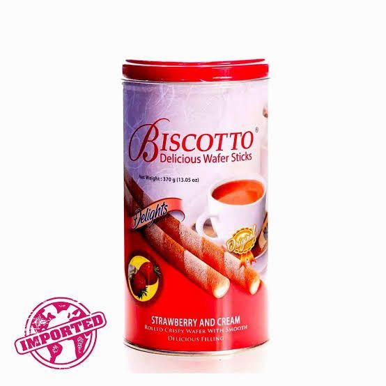 Biscotto Delight Wafer Stick Strawberry Flavor 370g Tin (Imported ...