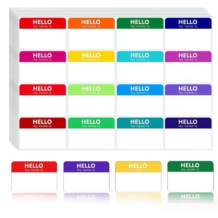 80Pcs Name Tags, Hello My Name is Stickers 6 Colors, Colorful Name Tag ...