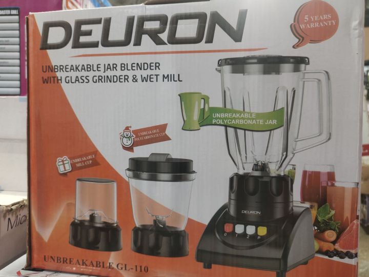 Blender with unbreakable jar and glass grinder and wet mill deuron GL ...