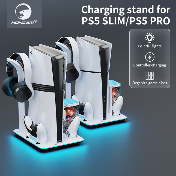 Cooling Stand for PS5 Slim & Pro Console, Dual Controller Charging ...