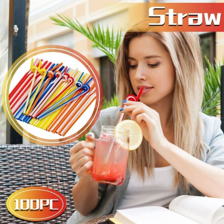 Straw 🧃 Disposable 100 Piece Multi Color Pick one | Daraz.pk