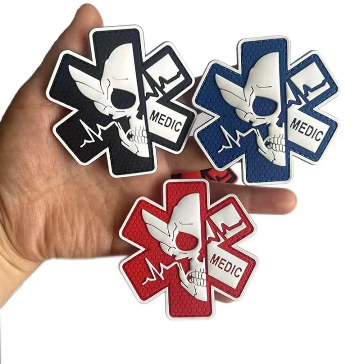 3D PVC Medic Badges PARAMEDIC Skull Applique Patches With Hook,Tactical ...