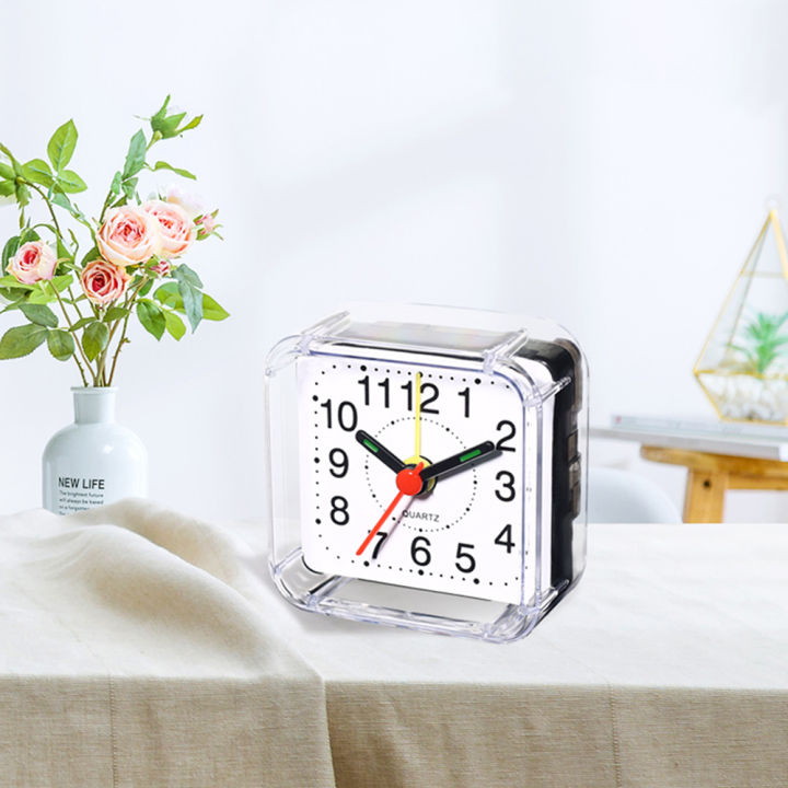 Square Bedside Alarm Clock Small Clear Acrylic Frame Colorful Hands ...