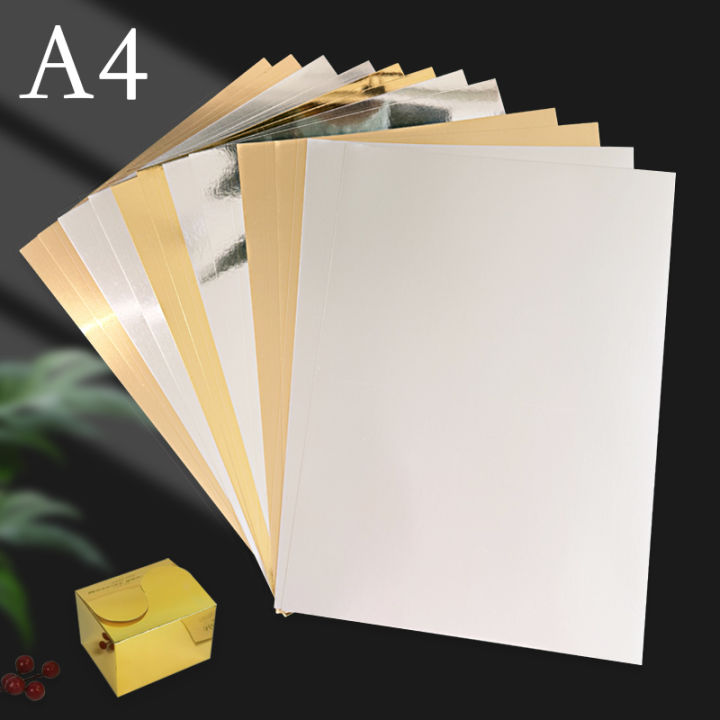 A4 20PCS 250G Single-Sided Gold Silver Card Paper Extra Bright Silver ...