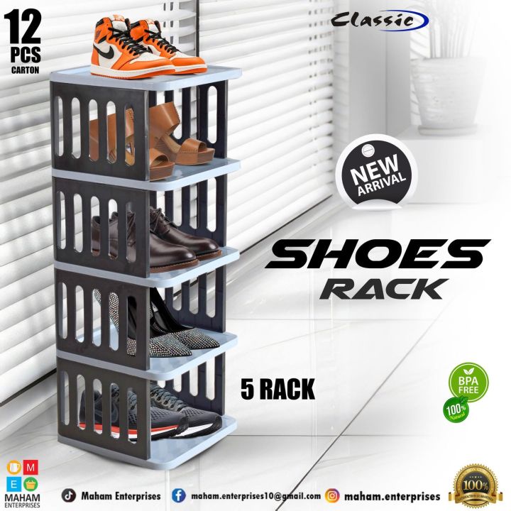 Multi-Tier Stackable Shoe Rack Organizer - Space Saving Storage Shelf ...