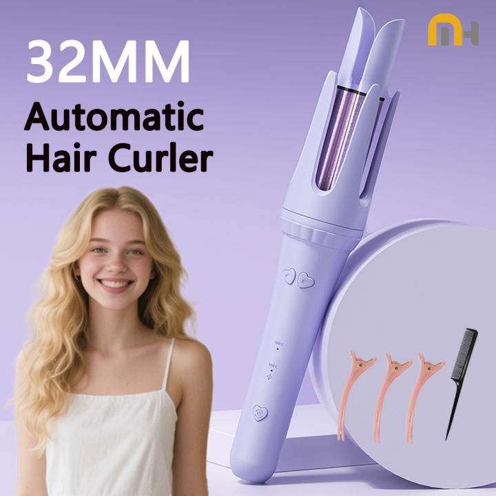 Hair Curling Iron 32mm Curler Wand Professional Curly Tongs Ceramic ...