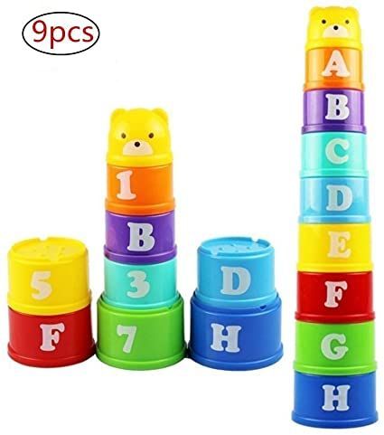 9 Pcs Stacking Cups Toy Kids Learning Count Number Cups Tower ...