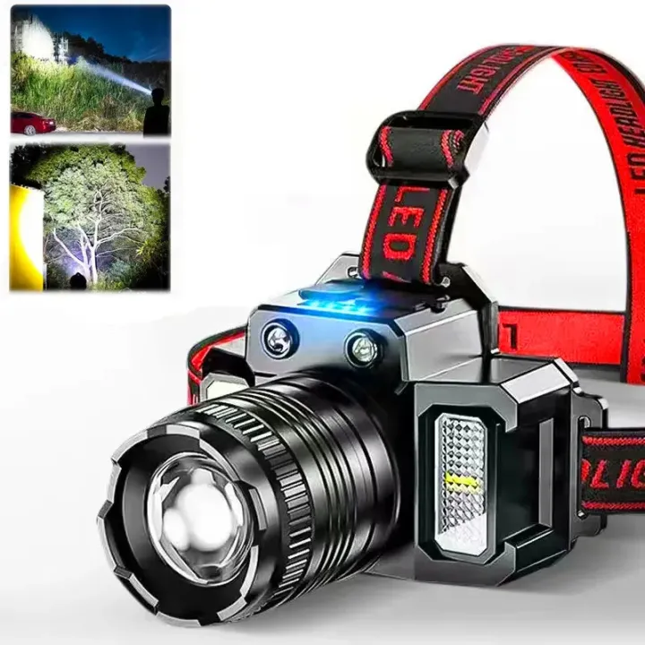 LED Sensor Headlamp Camping Search Light Head Flashlight Rechargeable Powerful Head Lamp Front ...