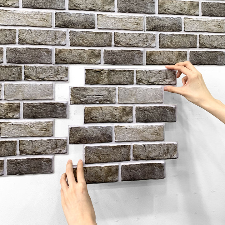 1/10pcs 3D Wall Sticker Self-adhesive Faux Brick Wall Panel Peel and ...