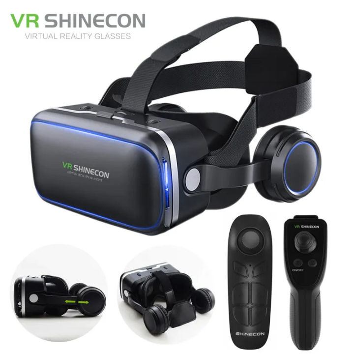 VR Shinecon 6.0 Headphone Version 3D Virtual Reality Stereo Helmet VR Headset with Remote ...