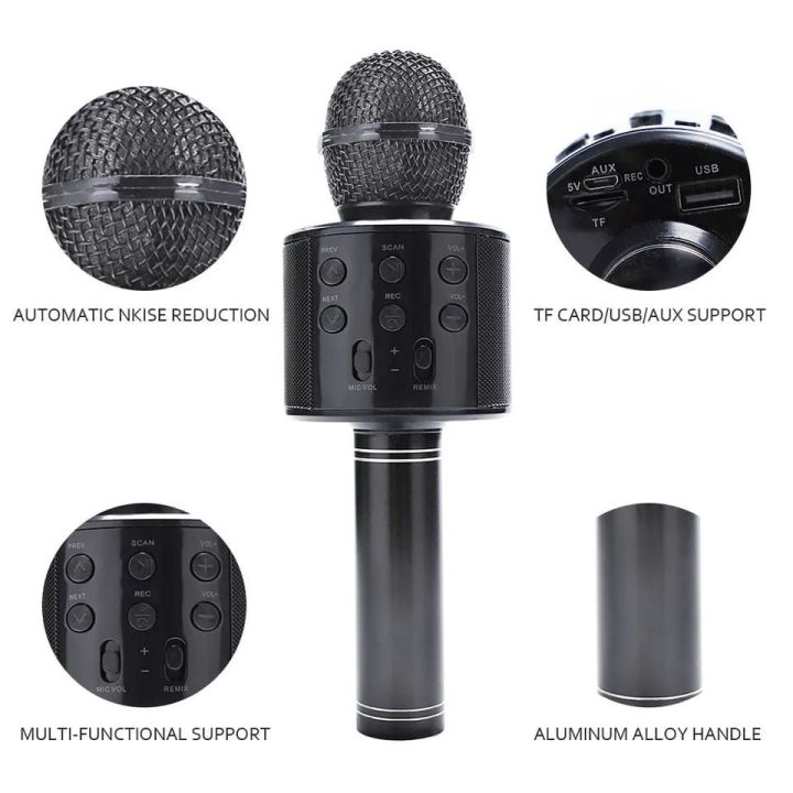 Karaoke Microphone Portable Bluetooth-compatible Wireless Handheld Mic ...