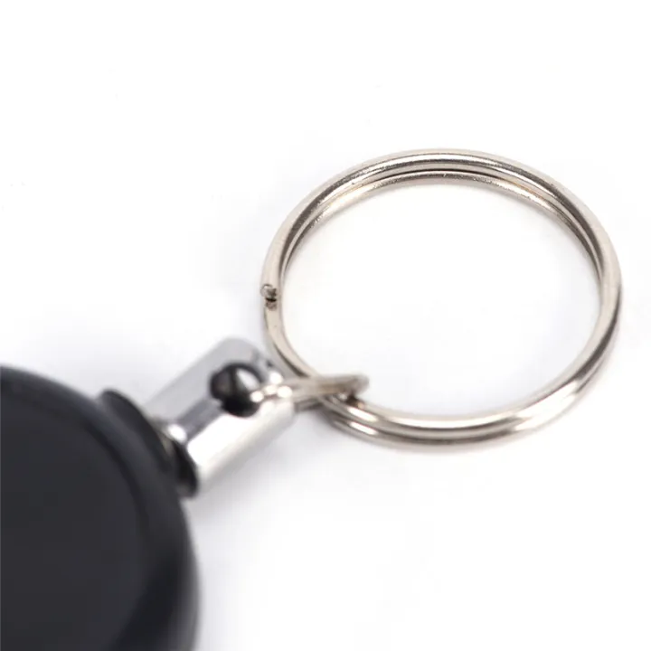 New Retractable Key Chain Reel Steel Cord Recoil Belt Ring Badge Pass ...