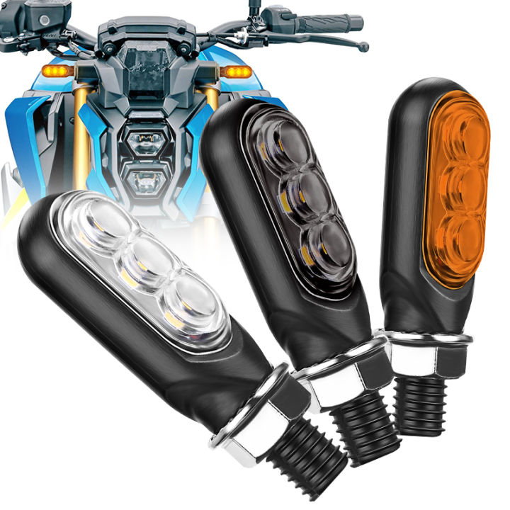 10mm Motorcycle Blinker 3 LED Turn Signals Light Indicator Flasher Lens ...