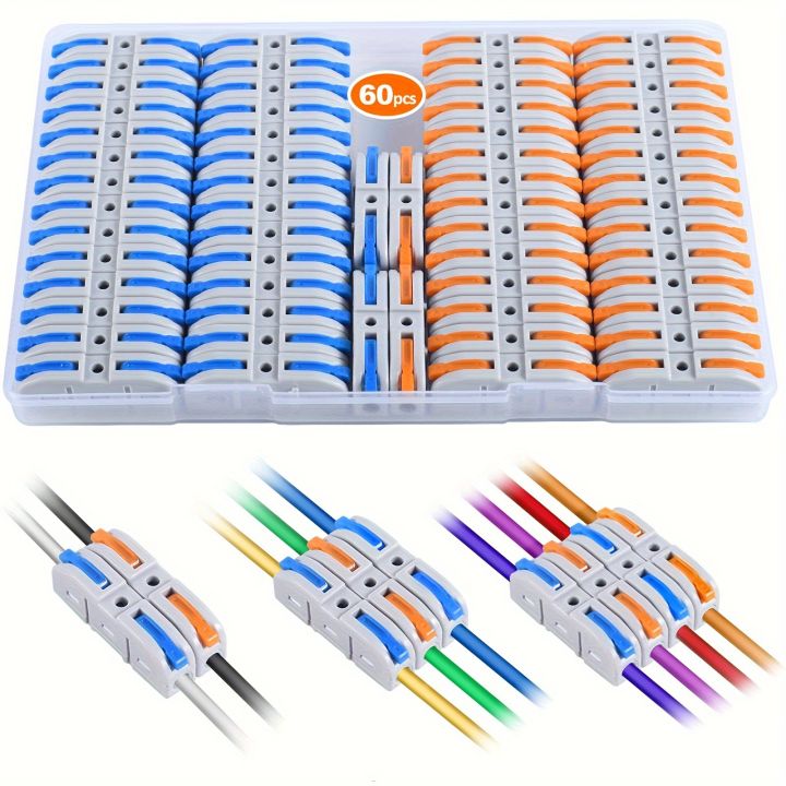 Lever Wire Connectors, 10pcs/60pcs Inline Wire Connectors kit for Quick ...