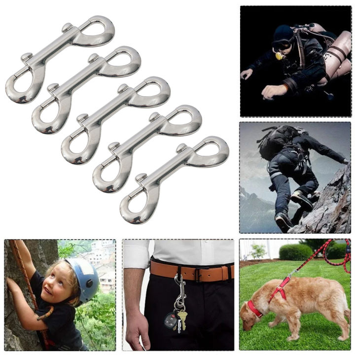 5PCS Scuba Diving Double End Bolt Snap Hook Clips 316 Stainless Steel ...