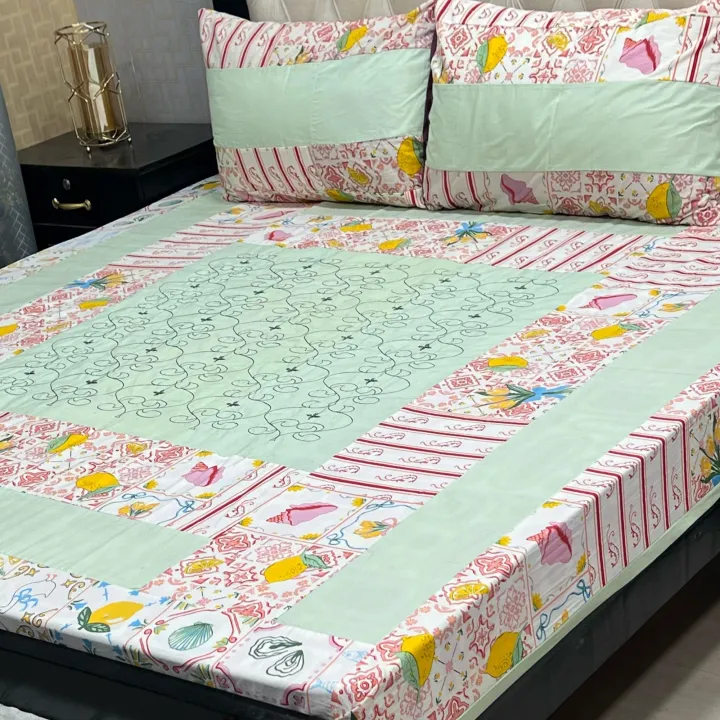 Bedsheet Patchwork Embroidered Bedsheets King Size | Daraz.pk