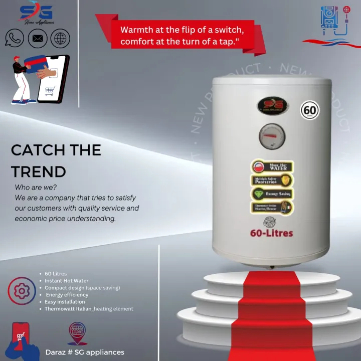 SG 60-litre Semi Instant Italian Imported Element Electric Water Heater ...
