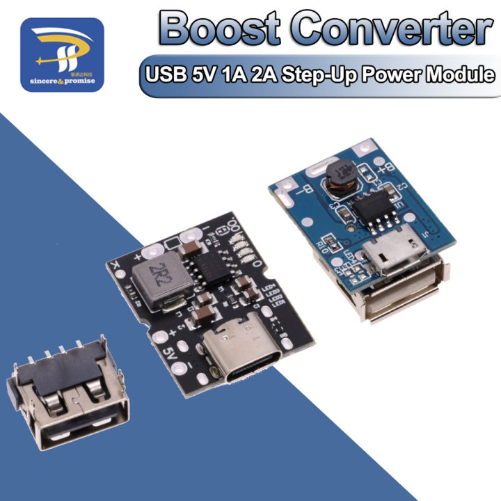 Type-C / Micro USB 5V 1A 2A Boost Converter Lithium Battery Step-Up ...