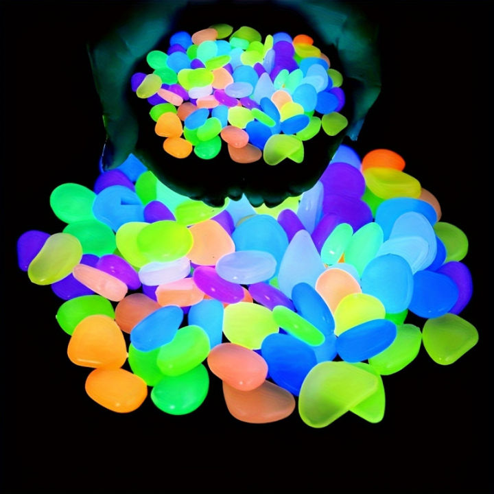 100/500pcs Glow In The Dark Pebbles, Resin Luminous Stones For ...
