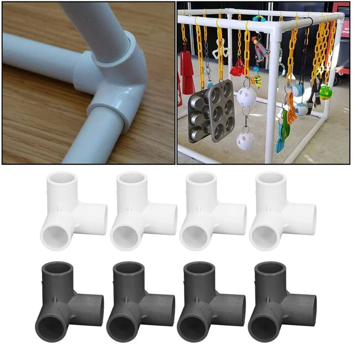 PVC Tee Corner Fitting 3 Way Pipe Fittings PVC Plastic Right Angle Tee ...