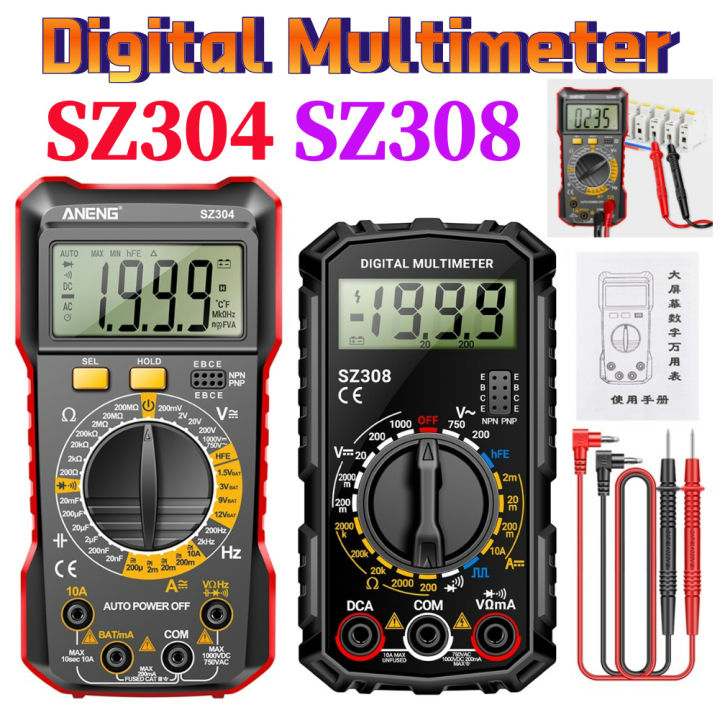 SZ304 308 Multifunctal Digital Multimeter True RMS Handheld High ...