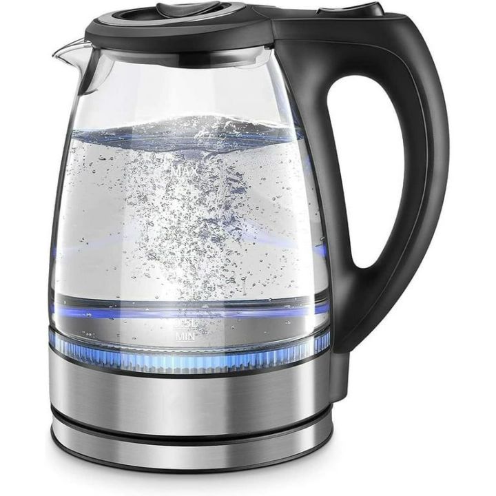 Electric Glass Tea Kettle 1.7L Cordless Hot Water Boiler Electric ...