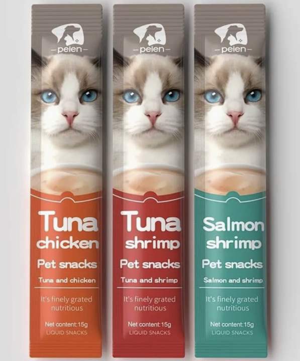 Pelen Cat Treats Tuna Chicken, Tuna Shrimp, Salmon Shrimp 15g X 3 ( 3 ...