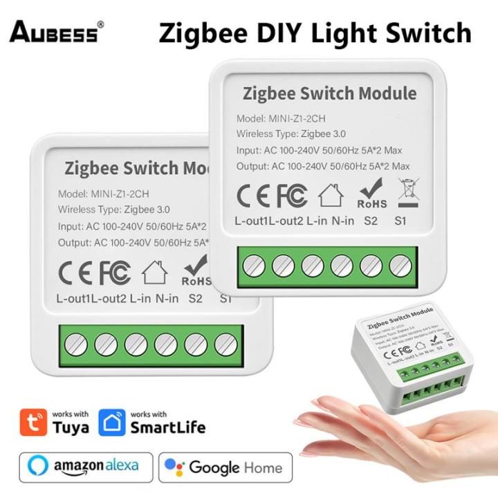 AUBESS Tuya WiFi / ZigBee Mini Smart Switch 1/2/3/4 Gang Support 2-way ...