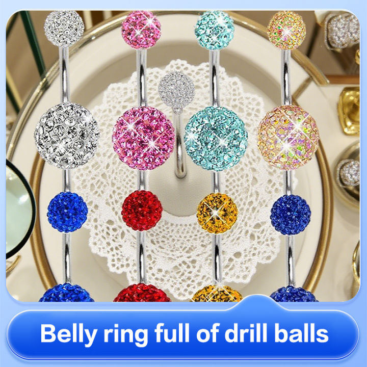 1PCS Crystal Ball Belly Button Rings Stainless Steel Zircon Navel ...