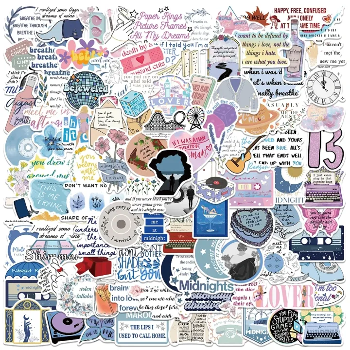 100Pcs Aesthetic Cartoon Famous Singer Taylor Album Swift Lyric ...
