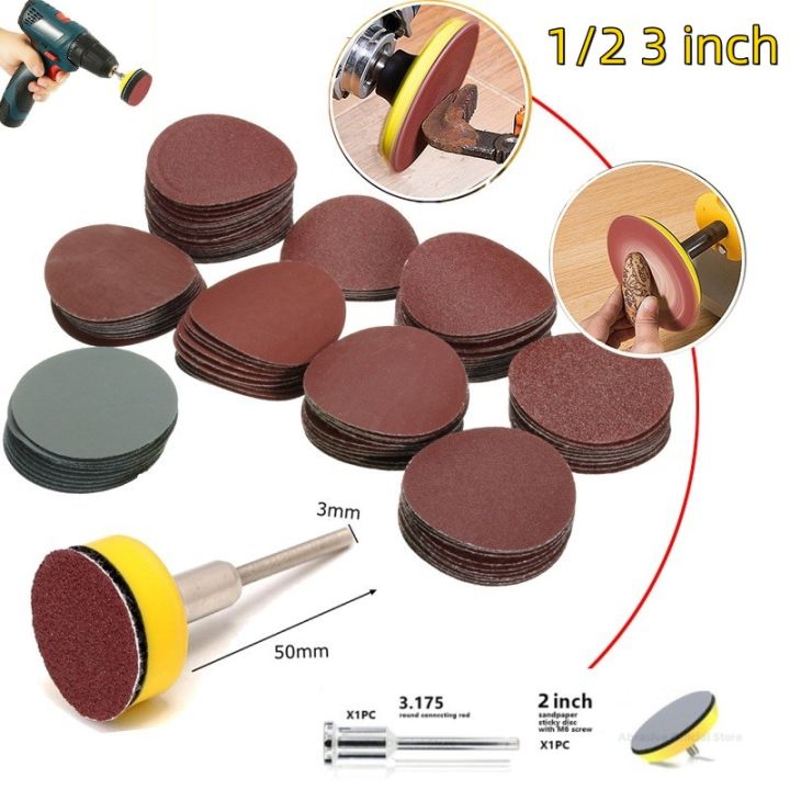 102/52pcs DIY flocking sanding discs pad kit 1/2/3 Inch Grit Abrasive ...