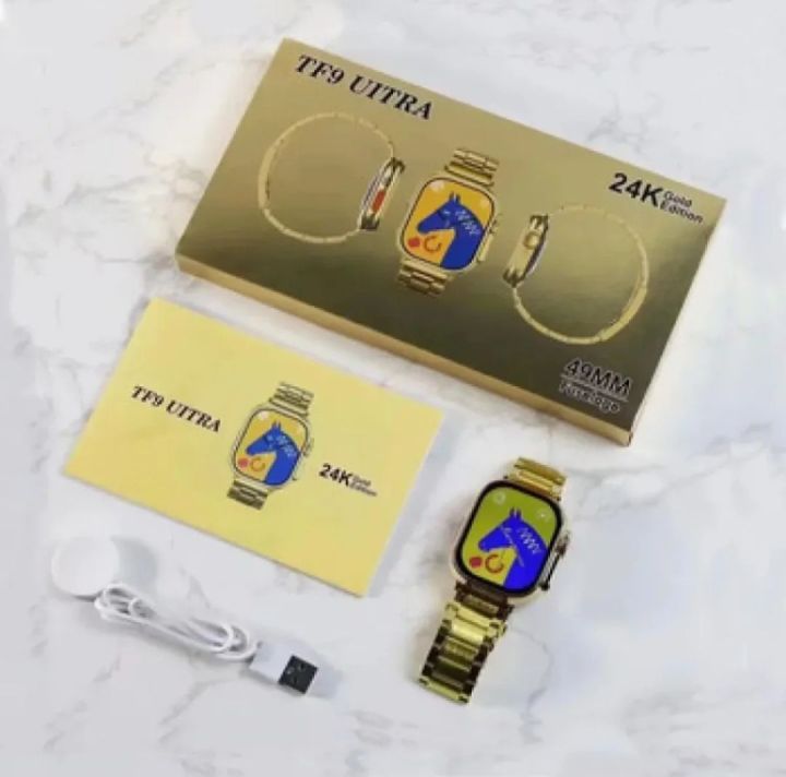 TF9 Ultra smartwatch 24K gold edition for men wireless charging | Daraz.pk