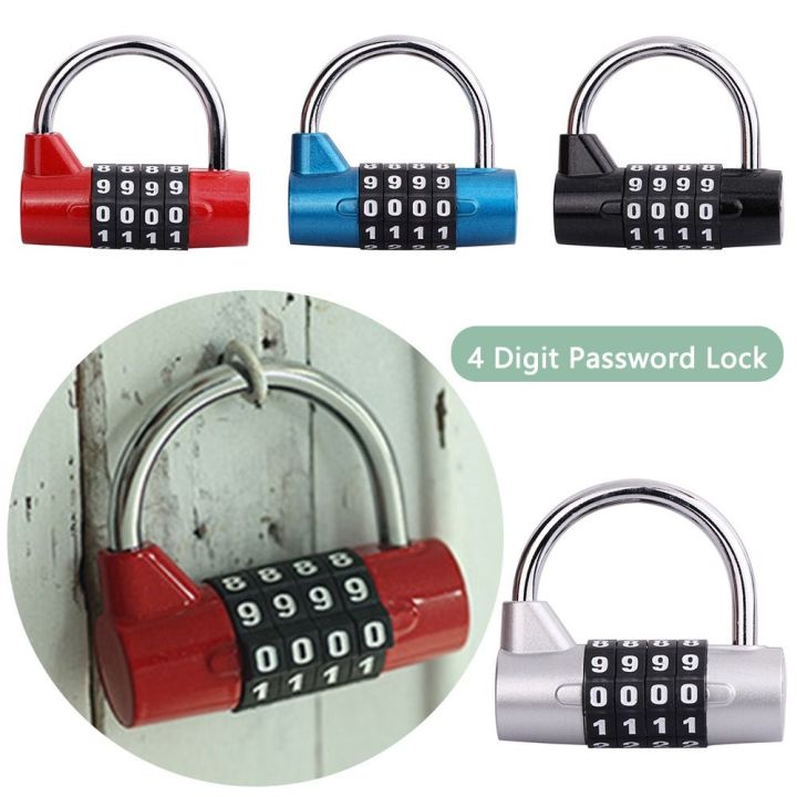 Heavy Duty 4 Dial Digit Combination Lock Weatherproof Security Padlock ...