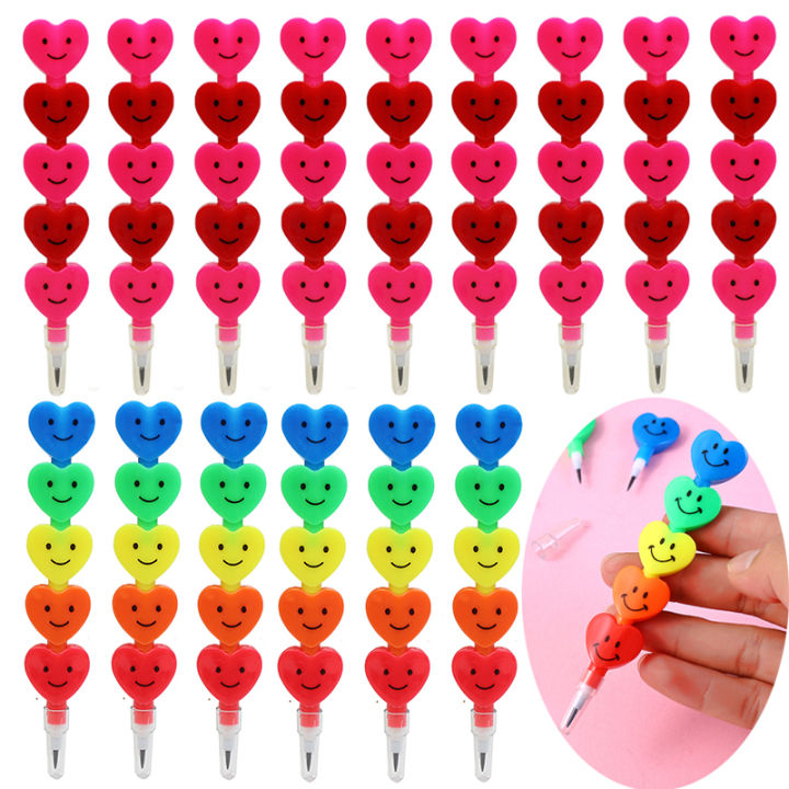 10pcs Cute Smile Love Heart Stack Pencils Kids Birthday Party Favors ...