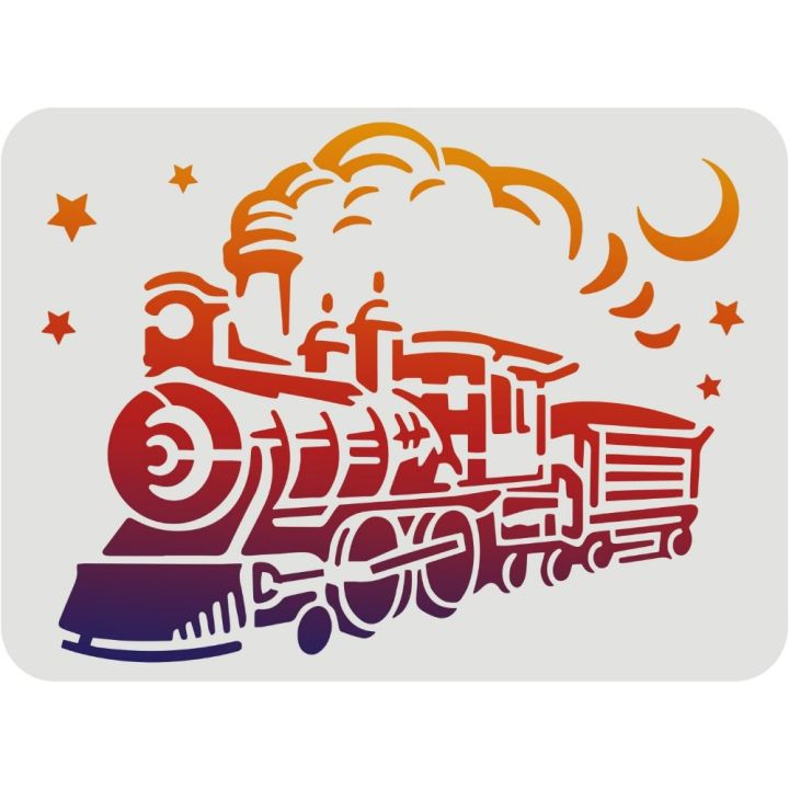 Locomotive Train Stencil 11.7x8.3 inch Plastic Steam Engine Template ...