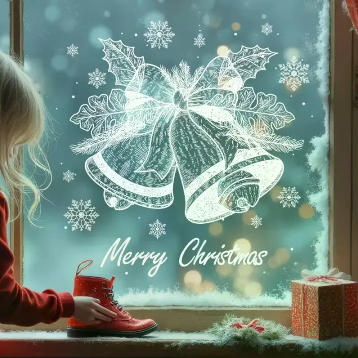 Christmas White Bell Snowflake Sticker Window Sticker Room Glass Door ...