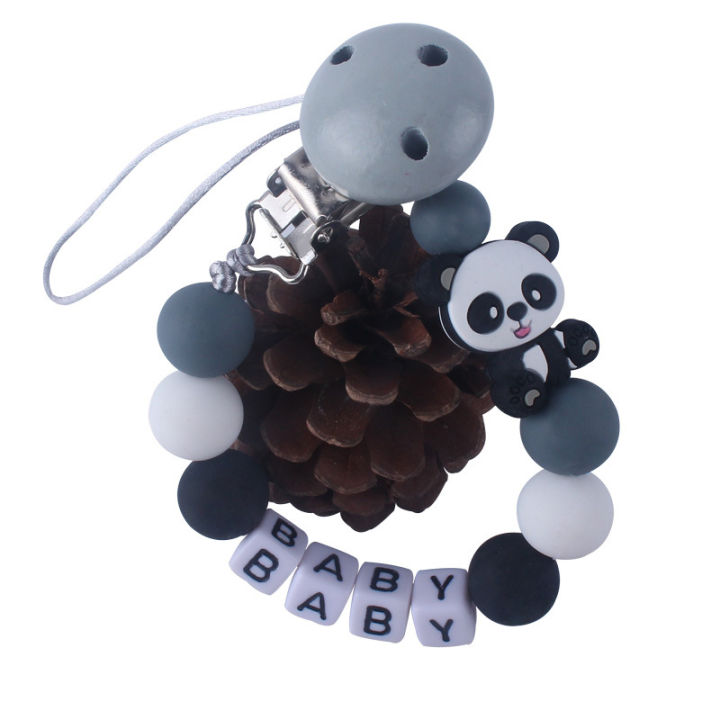 Baby Pacifier Clips Chain Silicone Beads Animal Teether Toys Baby ...