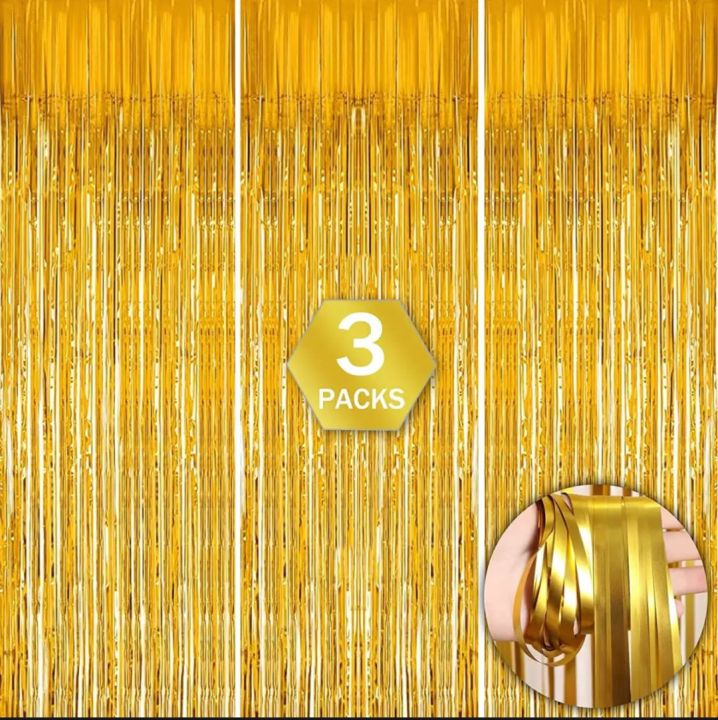 Pack Of 3 Fringe Golden Foil Backdrops | Daraz.com.np