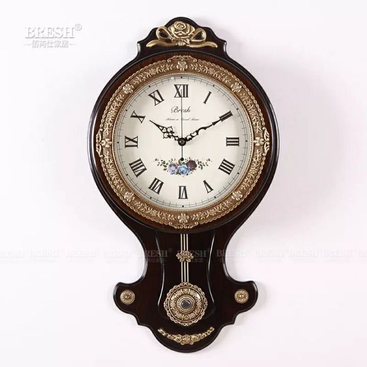Retro European Copper Clock Pendulum Clock Matte Copper Watch Room ...