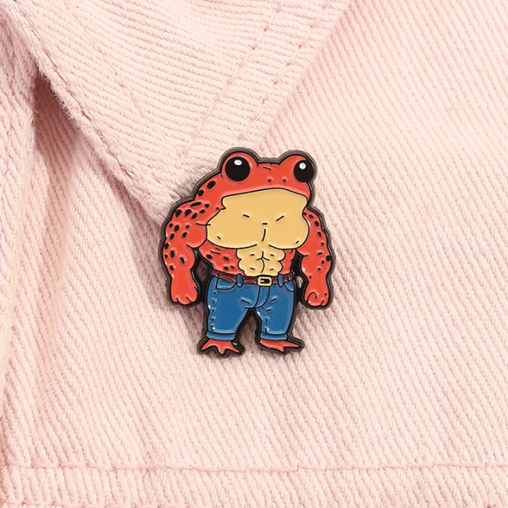 Funny Buff Frog Enamel Pin Cartoon Fitness Hunk Muscular Frog Animal ...