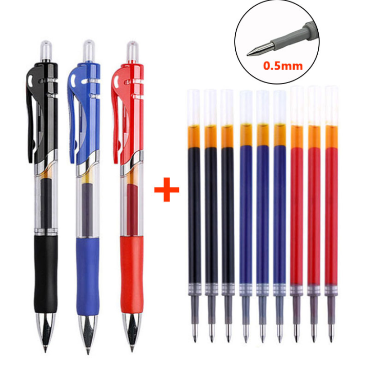 13Pcs Set Ballpen Retractable Gel Pens Black Red Blue Ink 0.5mm ...